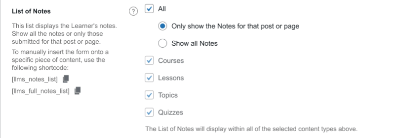 Notes Add-On - LearnDash Support